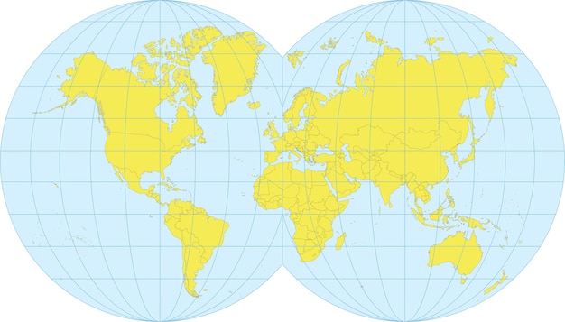 Vibrant World Map in Distinctive Yellow Continents | Jiffy Designs