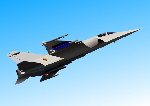 Sleek Supersonic Fighter Jet Soaring Against Clear Blue Sky | Jiffy Designs