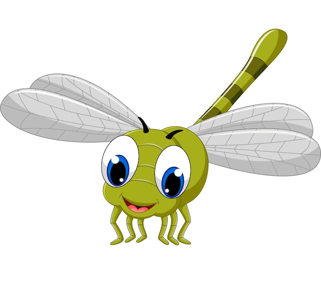 Friendly Dragonfly Character with Blue Eyes and Green Body | Jiffy Designs