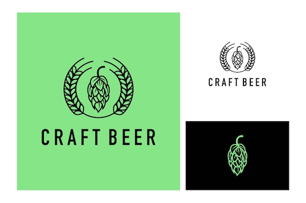 Artful Craft Beer Emblem with Hops and Laurels | Jiffy Designs