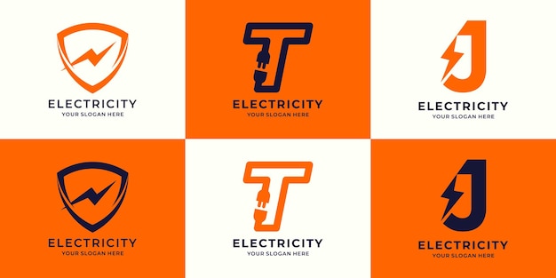 Vibrant Orange Electricity Symbols and Logos Collection | Jiffy Designs