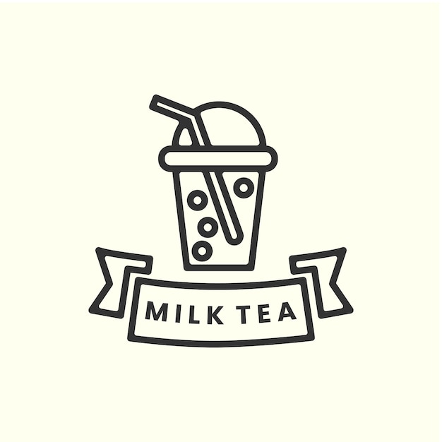 Refreshing Milk Tea Emblem with Straw and Bubbles | Jiffy Designs