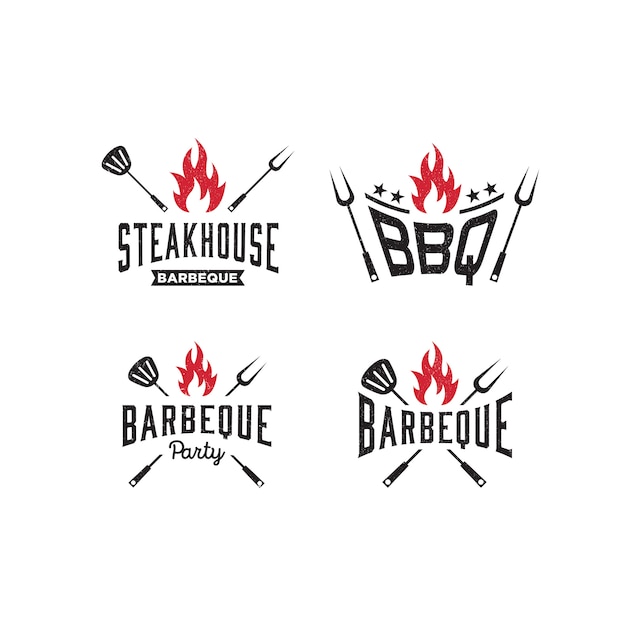 Captivating Barbecue Emblem Collection with Fiery Flair | Jiffy Designs