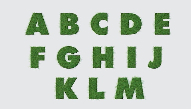 Verdant Alphabet: Lush Green Letters on Crisp White | Jiffy Designs