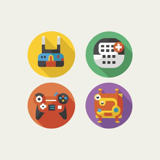 Vibrant Collection of Retro Gaming Icons and Symbols | Jiffy Designs