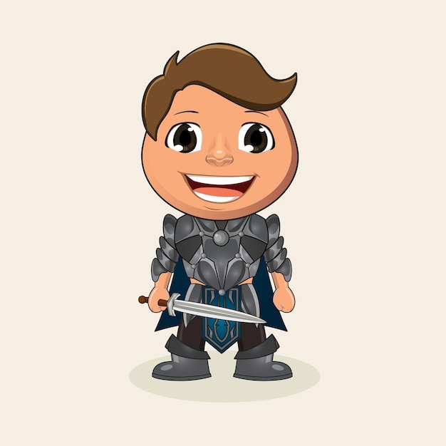 Playful Warrior: A Charming Cartoon Character in Armor | Jiffy Designs
