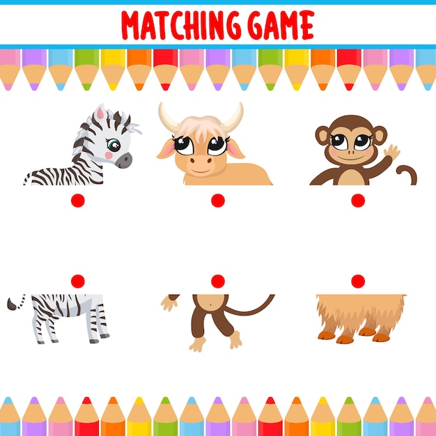 Colorful Animal Matching Game for Kids | Jiffy Designs