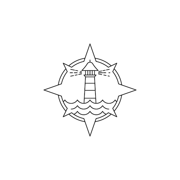 Minimalist Lighthouse Emblem with Nautical Compass Rose | Jiffy Designs