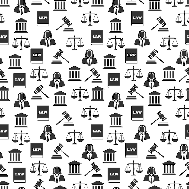 Iconic Legal Symbols in Seamless Monochrome Pattern | Jiffy Designs