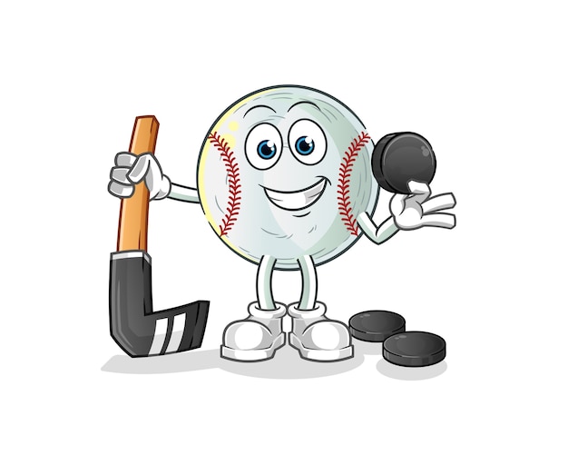Playful Baseball Character Holding Hockey Stick and Puck | Jiffy Designs
