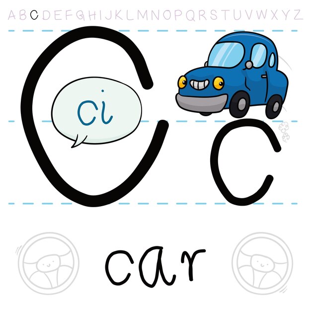 Playful Blue Car and Whimsical Letter C Design | Jiffy Designs
