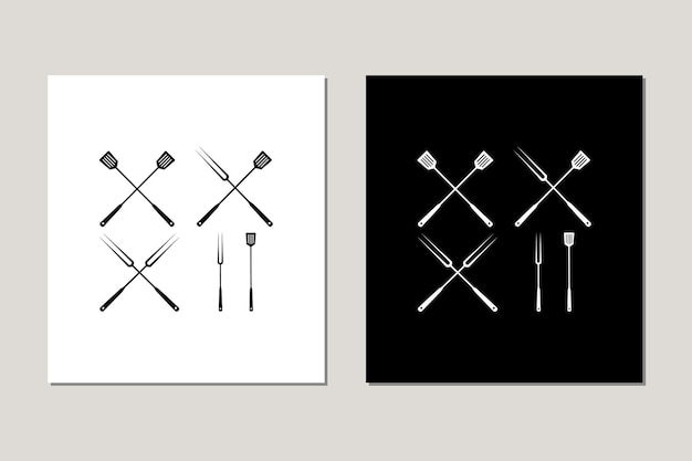 Minimalist Crossed Utensil Collection: Forks, Knives, and Spoons ...
