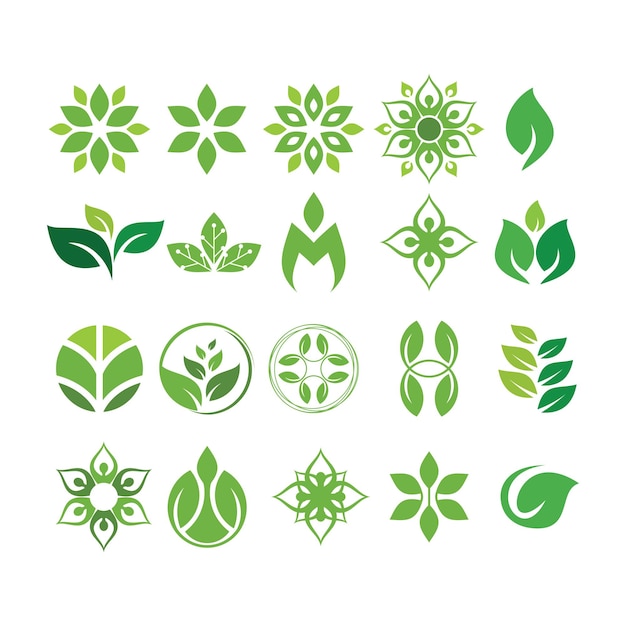Vibrant Green Nature Symbols and Organic Leaf Motifs | Jiffy Designs