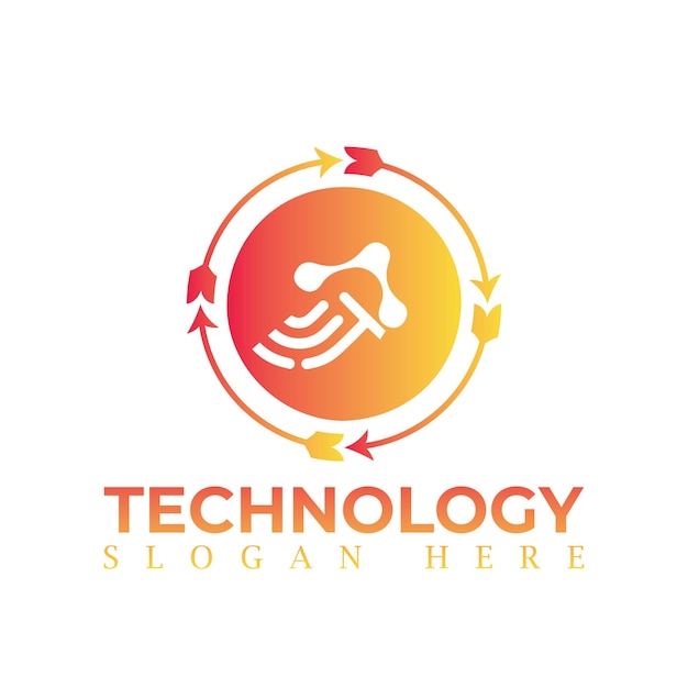 Vibrant Technology Logo with Interlocking Hands and Arrows | Jiffy Designs