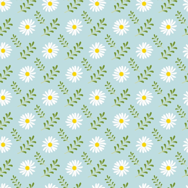 Delicate Daisy Pattern on Pastel Blue Background | Jiffy Designs