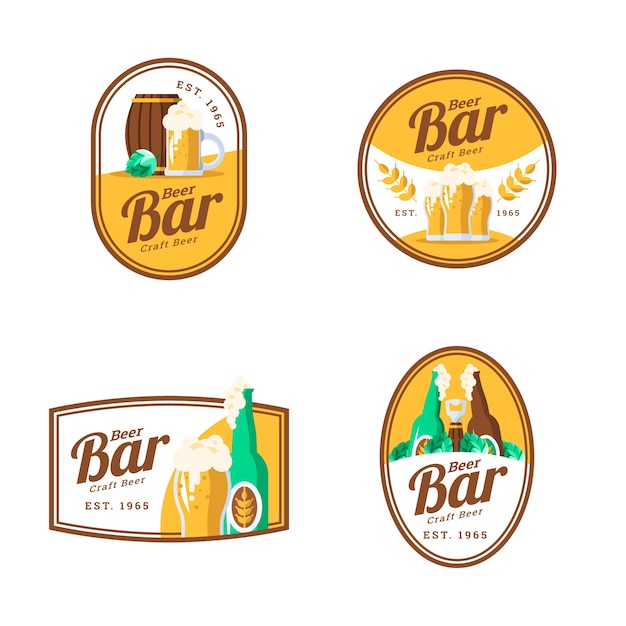 Vintage Bar Logo Collection Featuring Iconic Beverages and Snacks ...