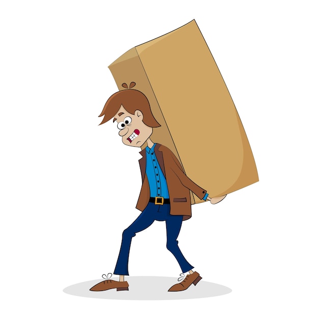 Hardworking Delivery Person Carrying Heavy Package | Jiffy Designs