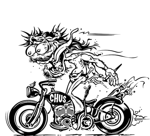 Fearsome Biker Creature Rides Powerful Motorcycle | Jiffy Designs