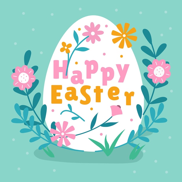 Cheerful Floral Easter Egg with Vibrant Blooms and Leaves | Jiffy Designs