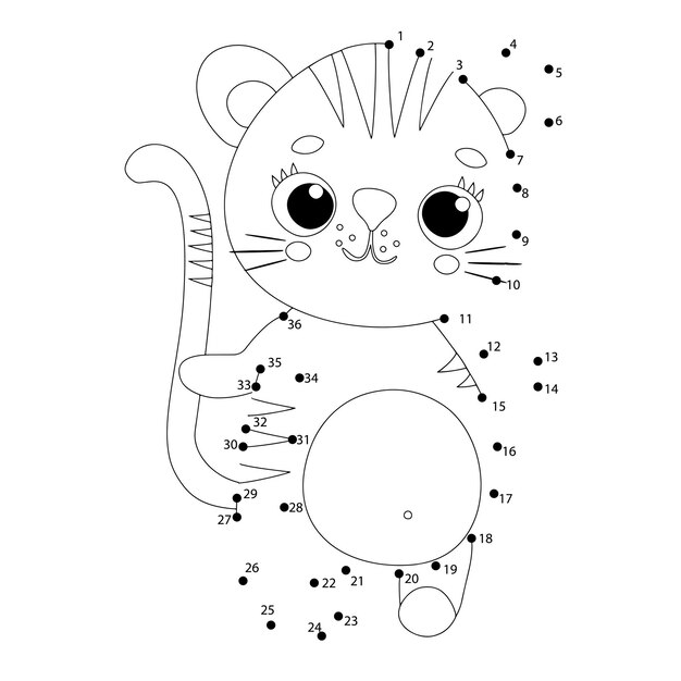 Adorable Dot-to-Dot Tiger Cub Illustration | Jiffy Designs