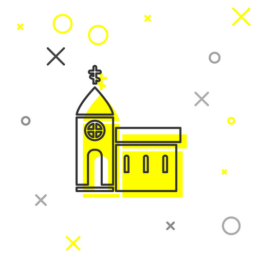 Grey Line Church Building Icon Isolated On White Background. Christian ...