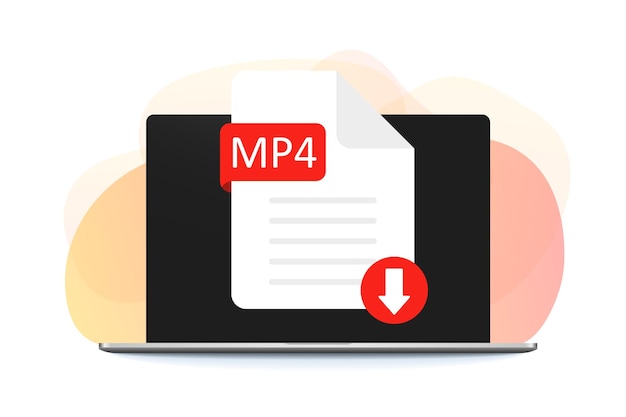 Laptop with MP4 file download icon and text | Jiffy Designs