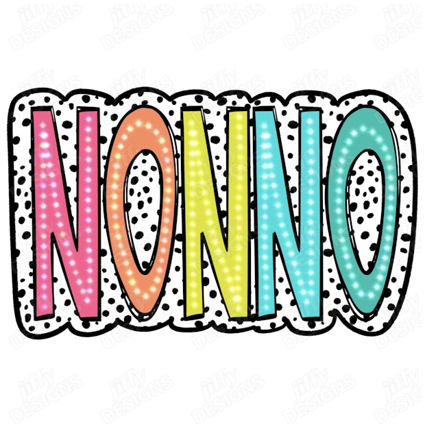 'Nonno' Vibrant Dotted Letters with Speckled Border | Jiffy Designs