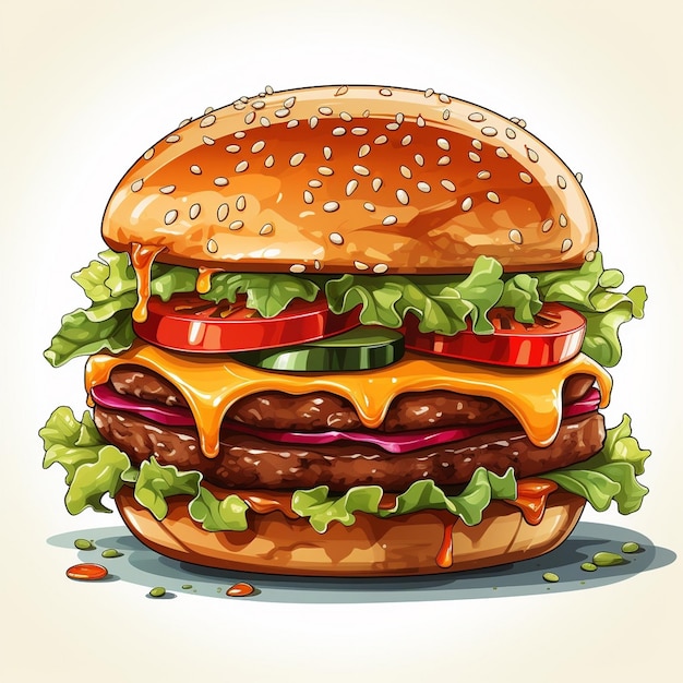 Delectable Double-Decker Burger with Vibrant Toppings | Jiffy Designs