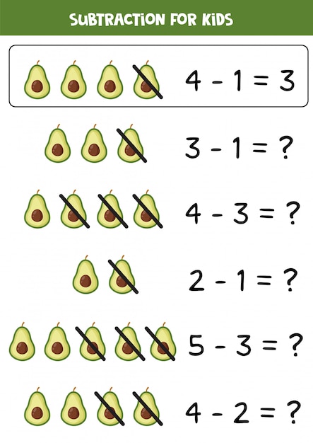 Colorful Avocado-Themed Subtraction Practice for Kids | Jiffy Designs