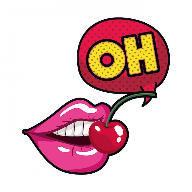Expressive Comic Lips with Bold 'Oh' Speech Bubble | Jiffy Designs