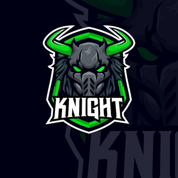 Fierce Knight Emblem with Glowing Green Accents | Jiffy Designs