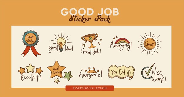 Colorful Motivational Stickers Celebrating Hard Work and Success ...