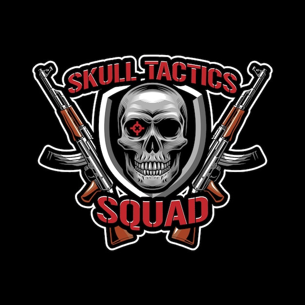 Gritty Skull Emblem with Crossed Swords and Tactical Squad | Jiffy Designs