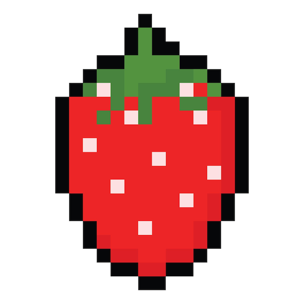 Vibrant Pixel Art Strawberry Graphic | Jiffy Designs