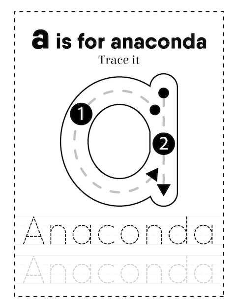 Playful Anaconda Illustration with Tracing Letters | Jiffy Designs