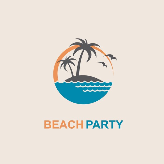 Vibrant Beach Party Logo with Palms and Sunset | Jiffy Designs