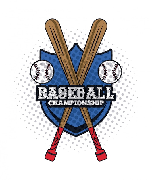 Iconic Baseball Championship Emblem with Crossed Bats and Balls | Jiffy ...