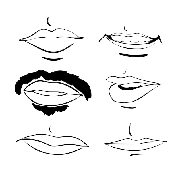 Diverse Collection of Stylized Lip Illustrations | Jiffy Designs