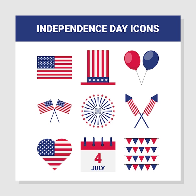 Vibrant American Independence Day Symbols and Icons | Jiffy Designs