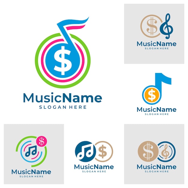 Vibrant Musical Emblem with Dollar Symbol and Treble Clef | Jiffy Designs