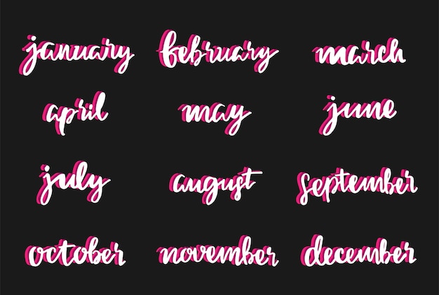 Vibrant Handwritten Months of the Year in Cursive Script | Jiffy Designs