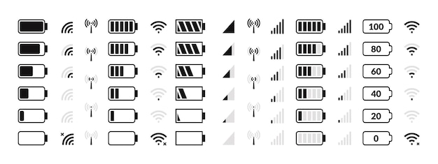 Comprehensive Collection of Wireless Signal and Battery Indicators ...