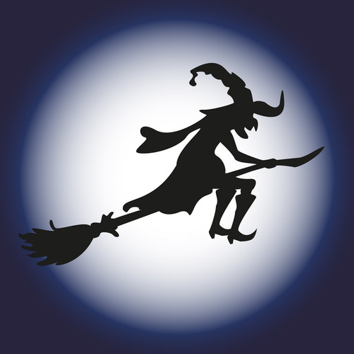 Halloween Witch And Moon Silhouette Isolated | Jiffy Designs