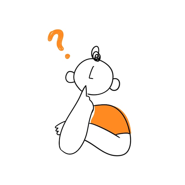 Curious Cartoon Character Pondering with Question Mark | Jiffy Designs