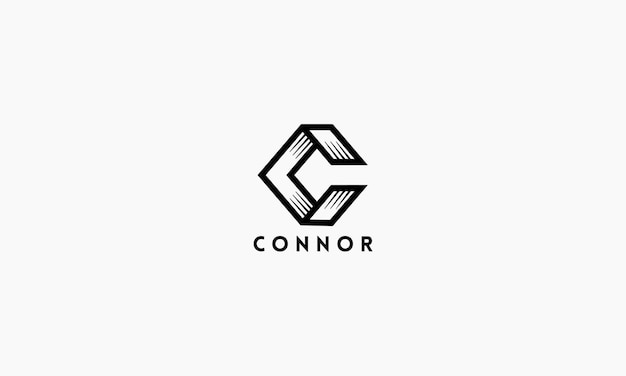 Sleek and Geometric Connor Logo in Minimalist Black | Jiffy Designs