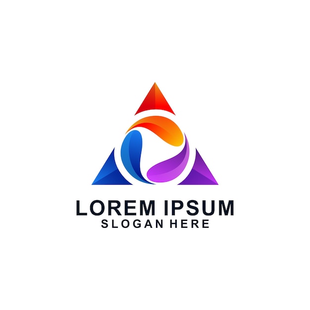 Vibrant Triangular Emblem with Flowing Multicolored Shapes | Jiffy Designs