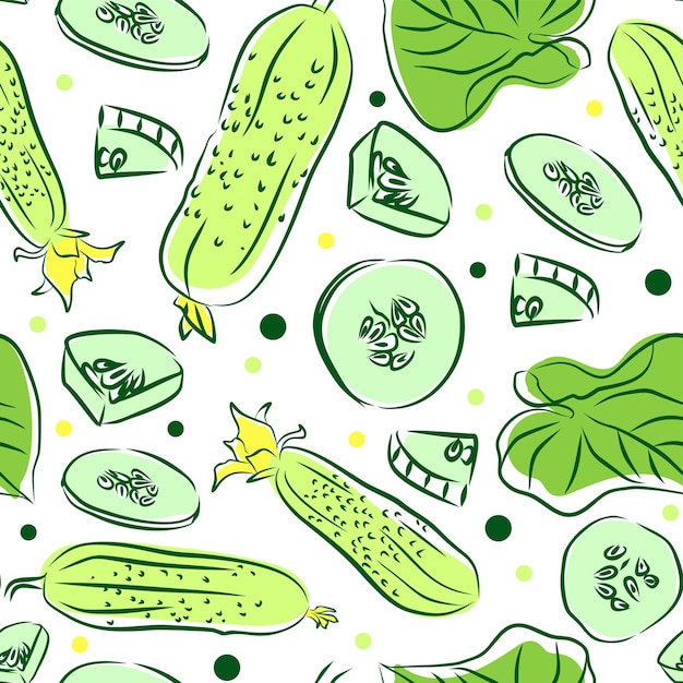 Vibrant Cucumber Collage: A Fresh and Playful Pattern | Jiffy Designs