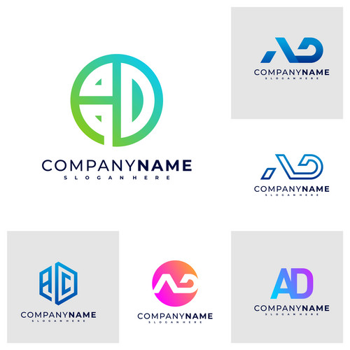 Set Of Letter A D Logo Design Vector, Creative A D Logo Concepts ...