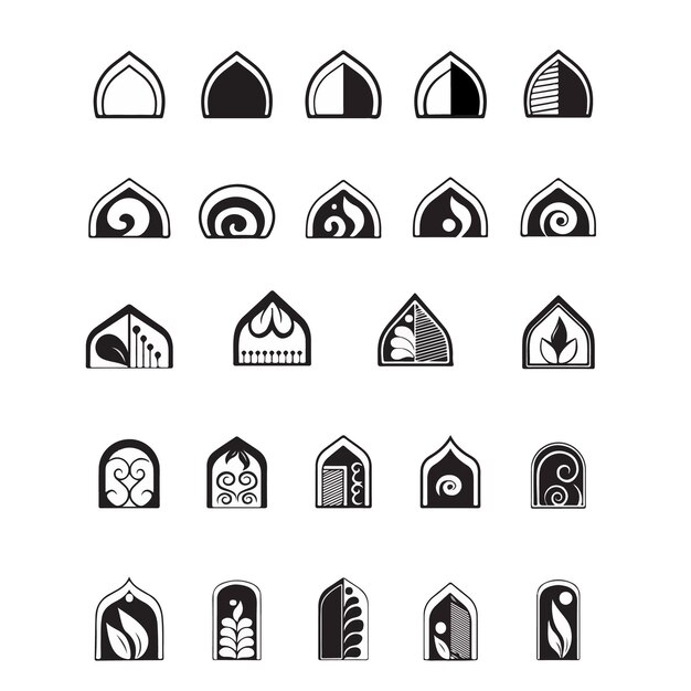 Diverse Collection of Stylized Architectural Arch Icons | Jiffy Designs