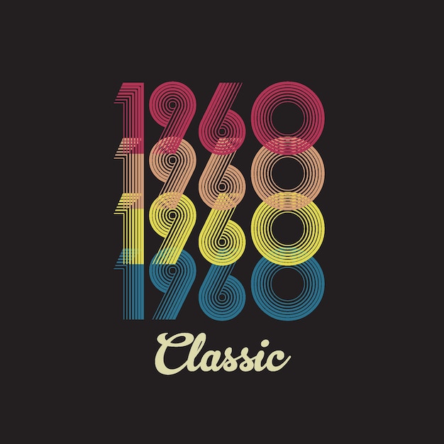 Vibrant Retro Typographic Design Celebrating the Classic Year 1968 ...